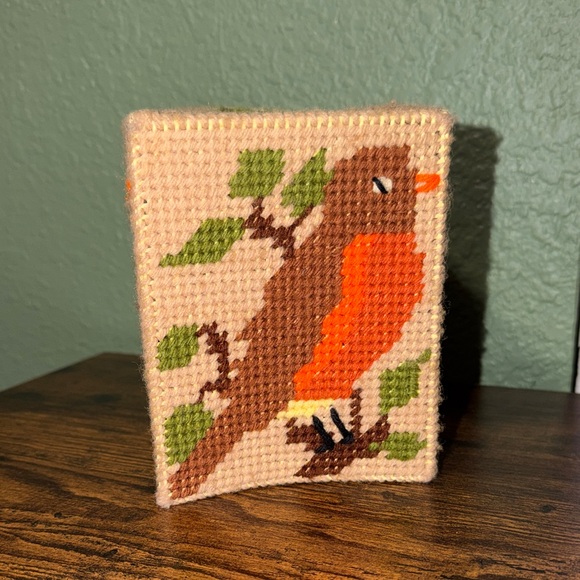 Vintage | Accents | Vintage Handcrafted Bird Design Needlepoint Tissue ...